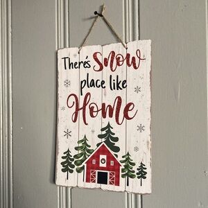 Holiday | Nwt Glittered Theres Snow Place Like Home Wooden Decor Sign ...